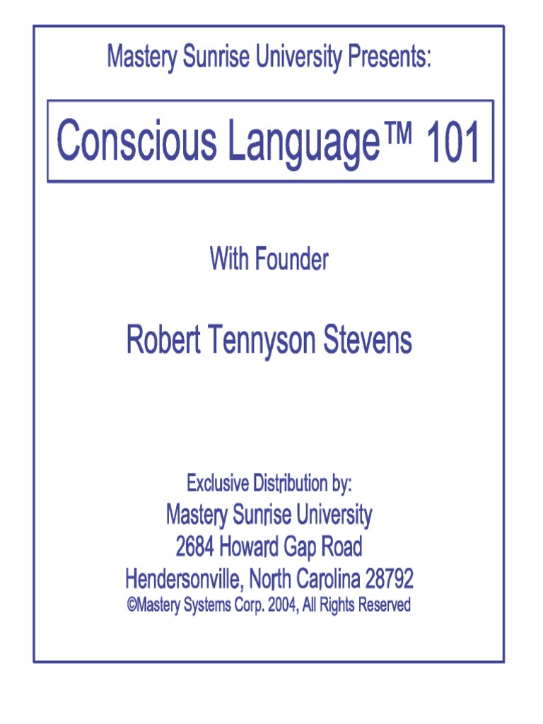 2004-Conscious Language 101 | PDF | Feeling | Mind