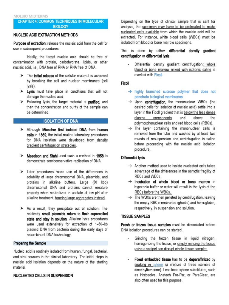 CHAP 4 Com Tech Nucleic Acid Extraction Methods | PDF | Gel ...