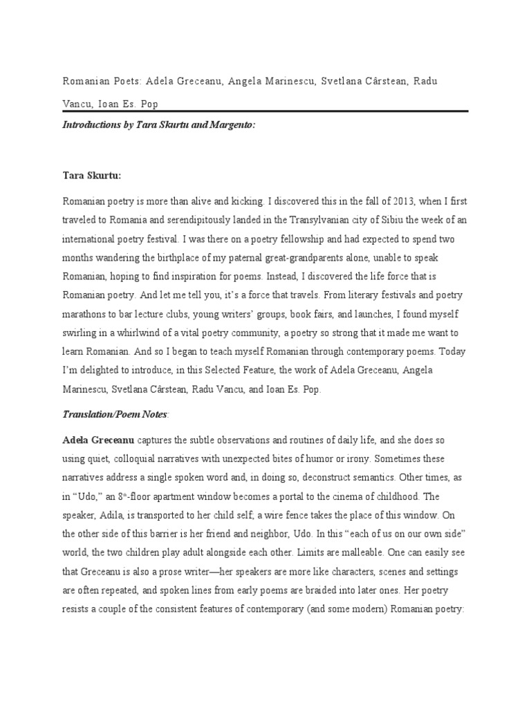 Romanian Poets | PDF | Poetry