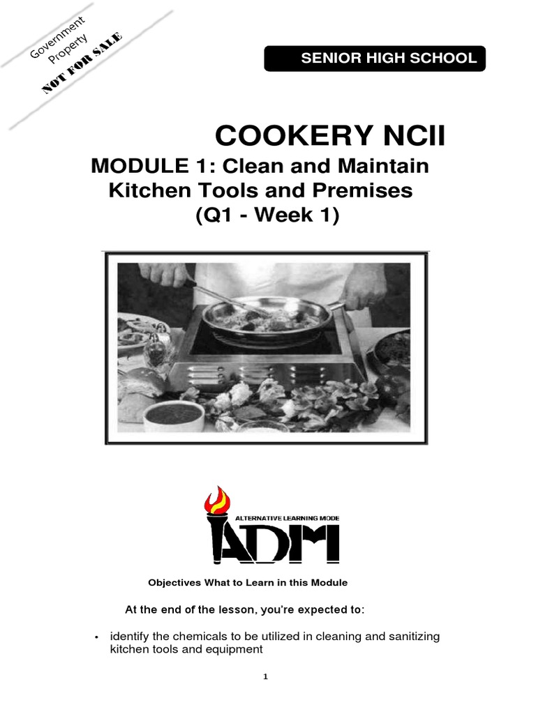 Cookery Ncii: MODULE 1: Clean and Maintain Kitchen Tools and Premises ...