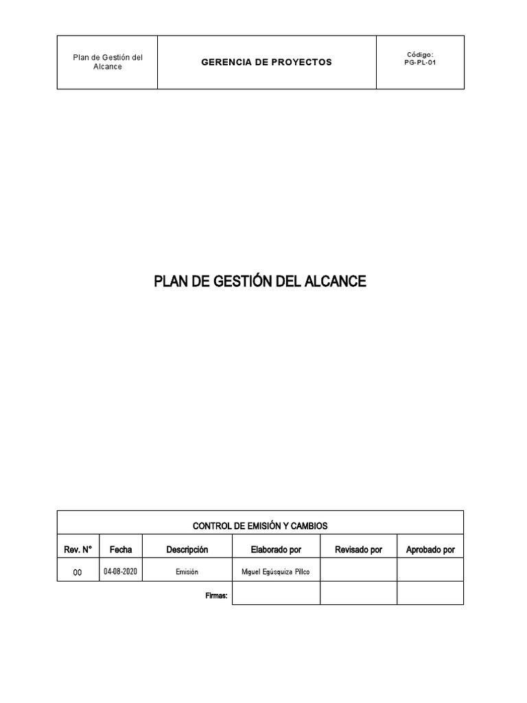 Plan de Gestión del Alcance del Proyecto | PDF | Informática