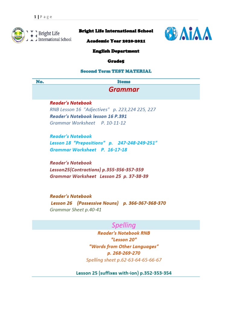 Grade 5 English Test Prep | PDF | Language Arts & Discipline | Foreign ...