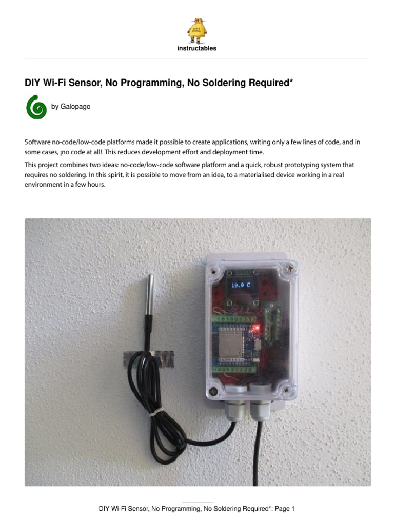 DIY Wi Fi Sensor No Programming No Soldering Requi | PDF | Printed ...