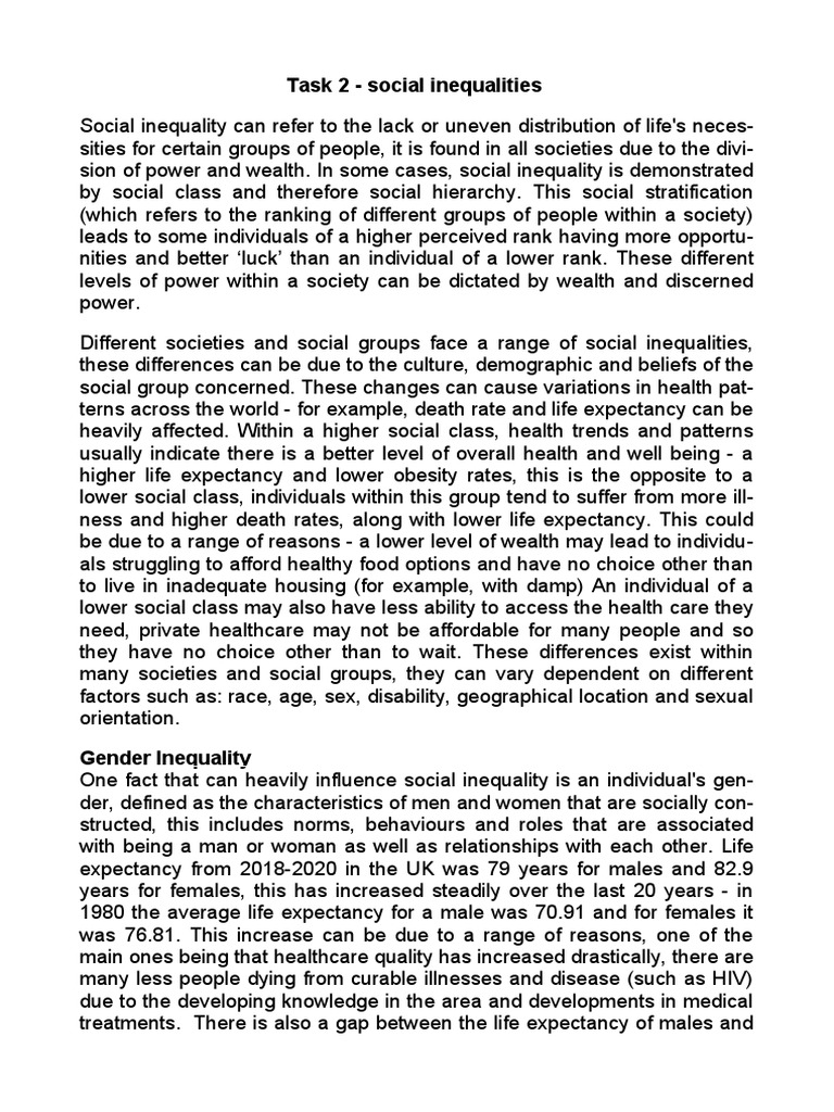 Unit 10 Task 2 Distinction | PDF | Infant Mortality | Discrimination ...