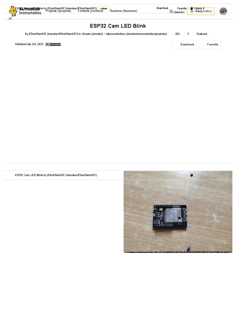 ESP32 Cam LED Blink: Projects (/projects) Contests (/contest) Teachers ...