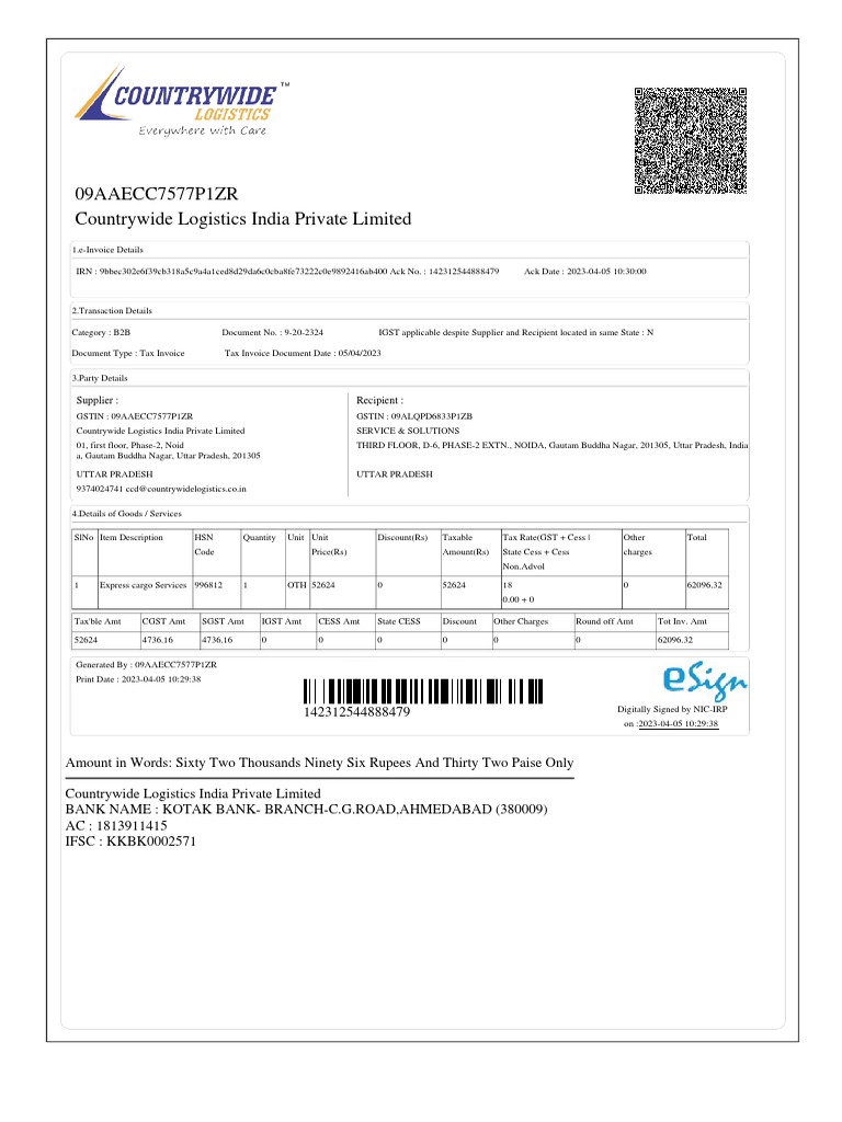 09AAECC7577P1ZR Countrywide Logistics India Private Limited: Supplier ...