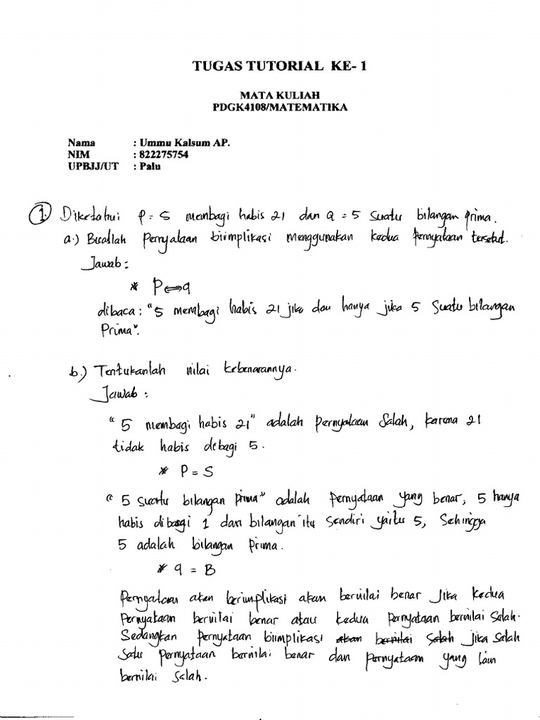 Jawab Tugas 1 Sesi 3 MTK (PDGK4108) | PDF