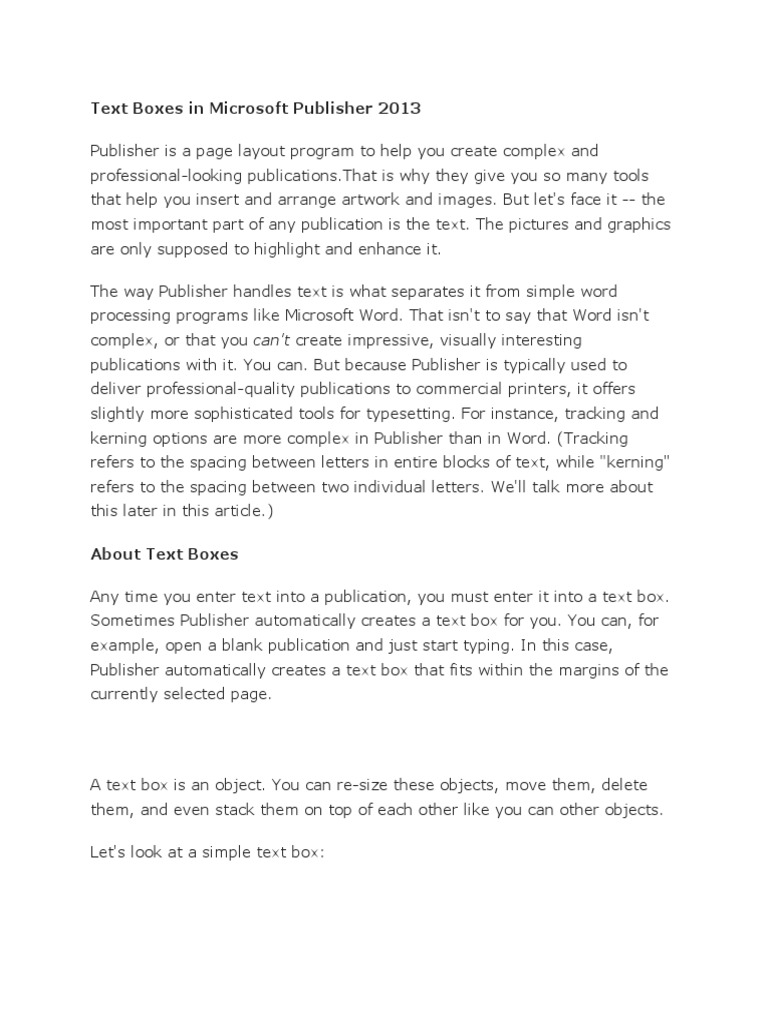 Text Boxes in Microsoft Publisher 2013 | PDF | Design | Notation