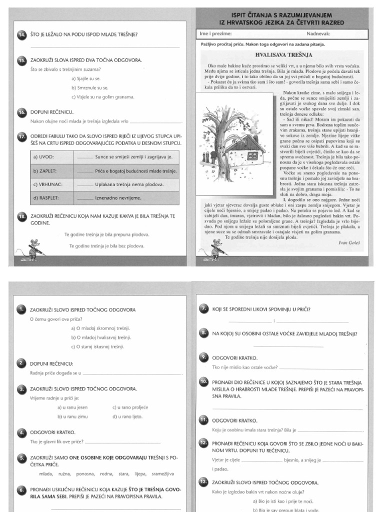 Čitanje S Razumijevanjem - Trešnja | PDF