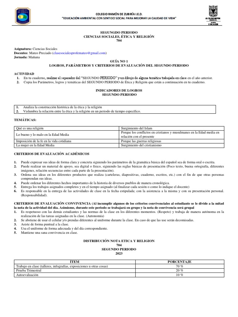 Logros Septimo Segundo Periodo | PDF | Edades medias