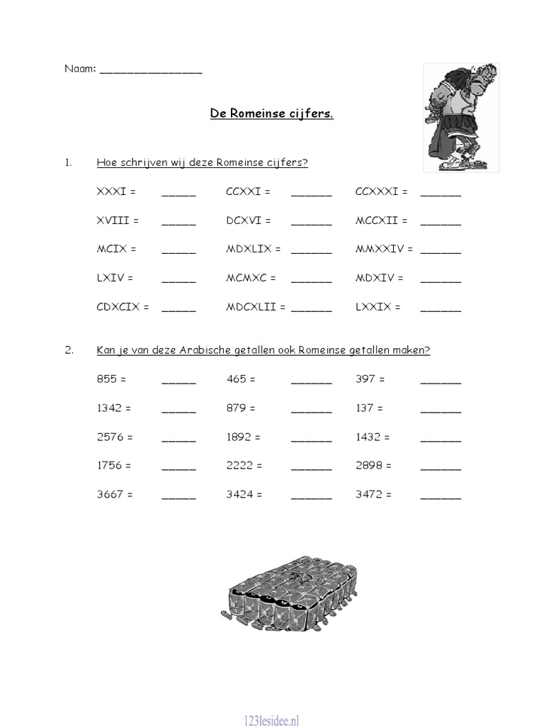 Werkblad Romeinse Cijfers | PDF