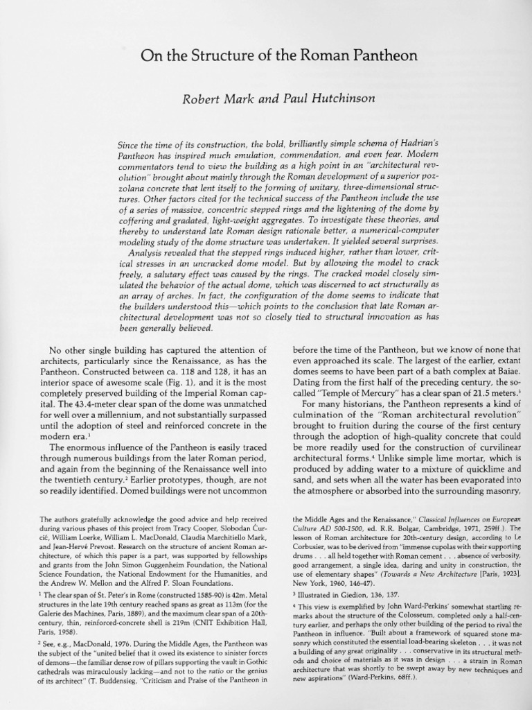 On The Structure of The Roman Pantheon: Robert Mark and Paul Hutchinson ...