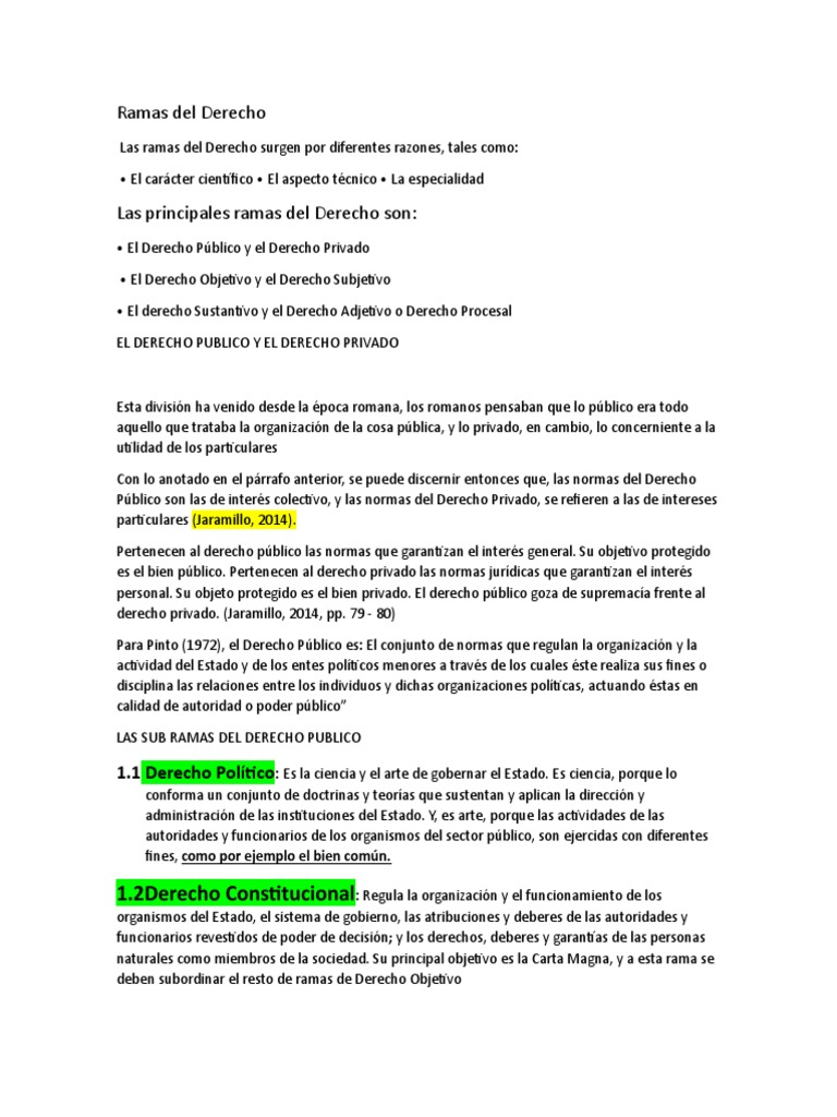 Ramas Del Derecho - Apuntes | PDF | Ley administrativa | Ley Pública