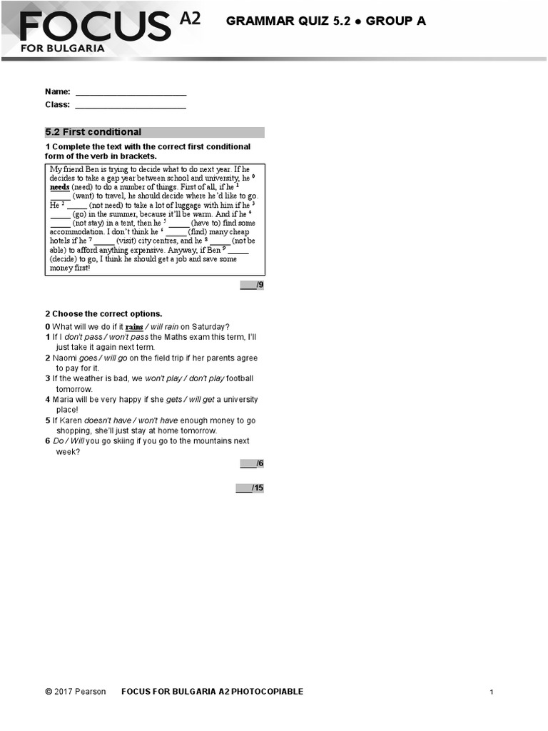 Grammar Quiz 5 2A | PDF