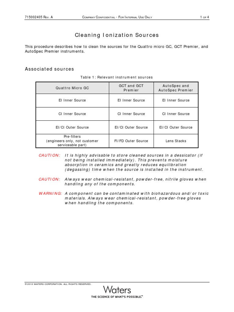 Micromass GCT Cleaning Ion Sources | PDF | Solvent | Aluminium