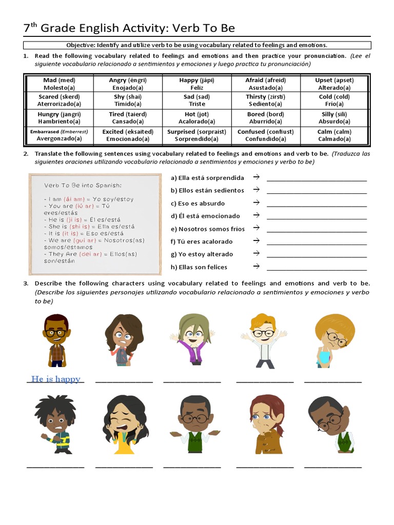 Verb To Be Feelings Worksheet Templates Layouts - 126182 | PDF
