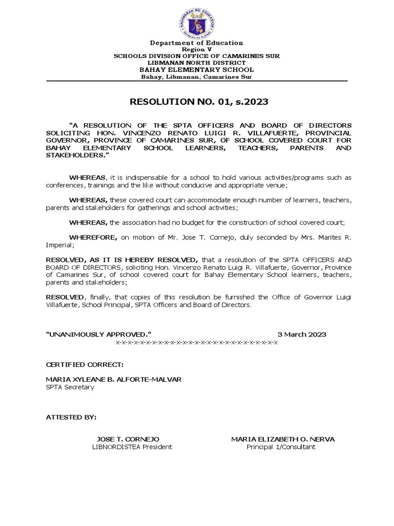 RESOLUTION SPTA | PDF