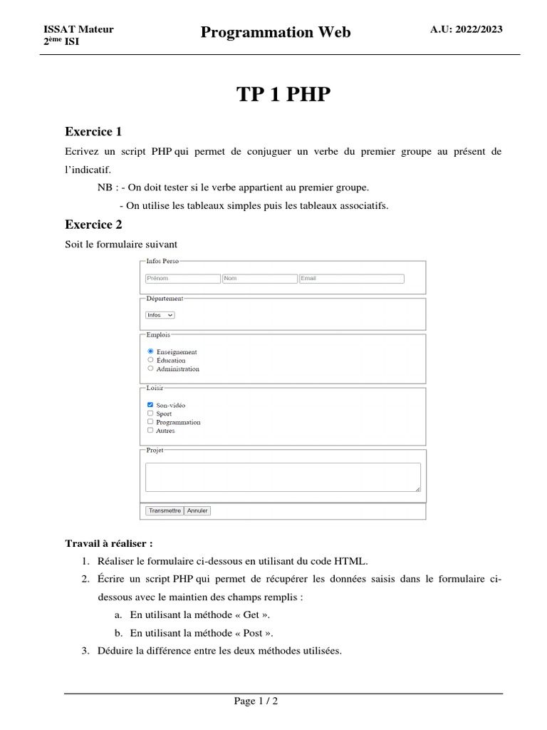 TP 1 (Prog Web) | PDF | Ordinateurs