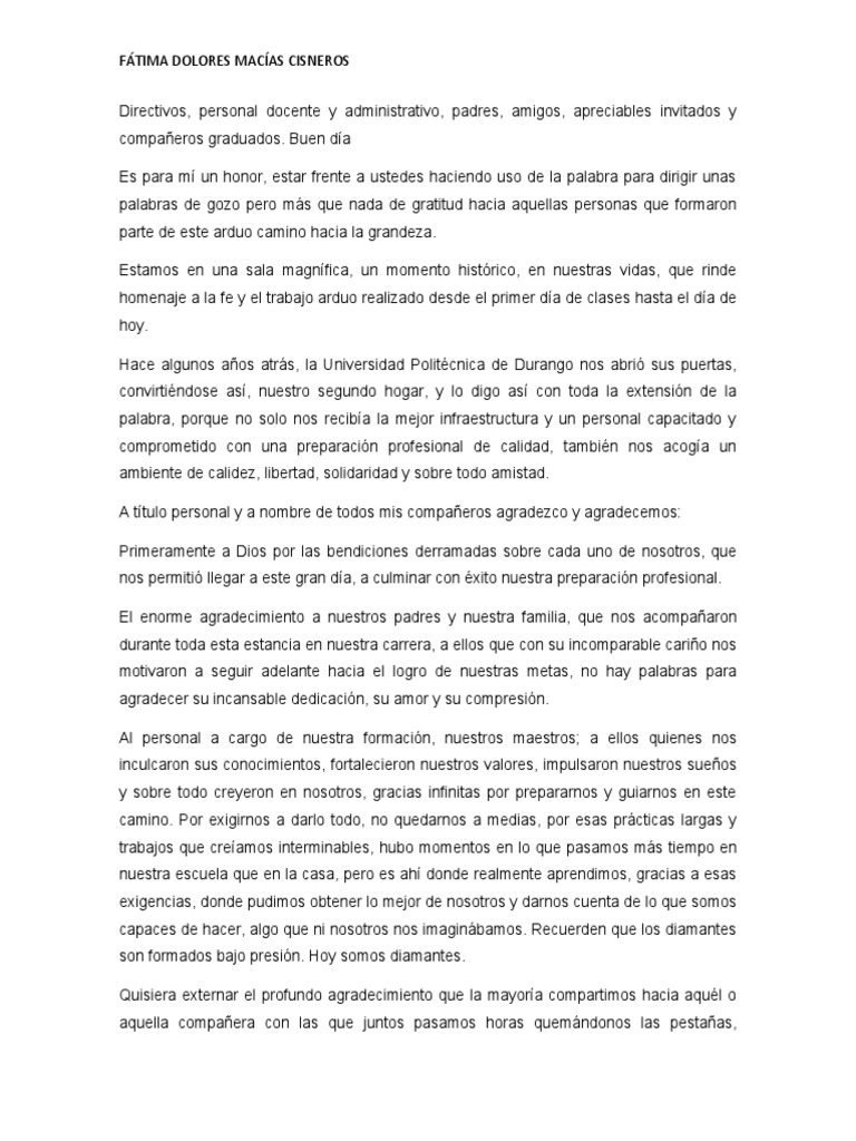 Discurso Fin de Cursos | PDF | Ingeniería