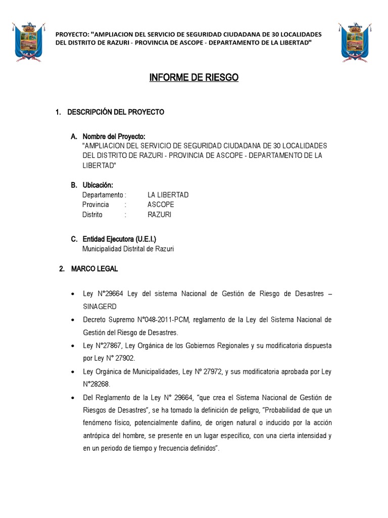 Informe de Riesgo | PDF | Riesgo | Precipitación