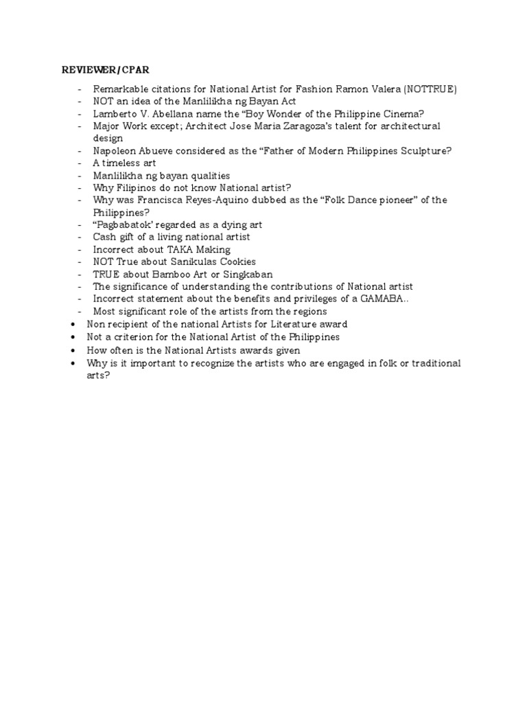 CPAR-REVIEWER | PDF | Art