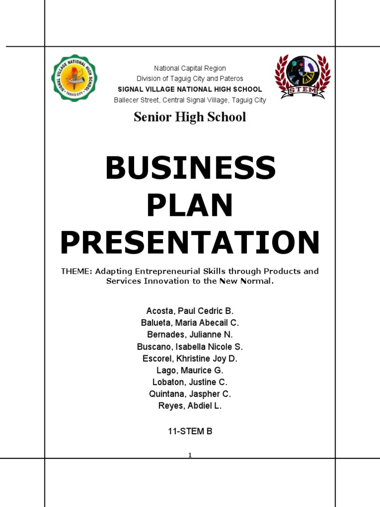 Group-1 11-STEM-B Buisness Plan Presentation | PDF | Marketing | Pricing