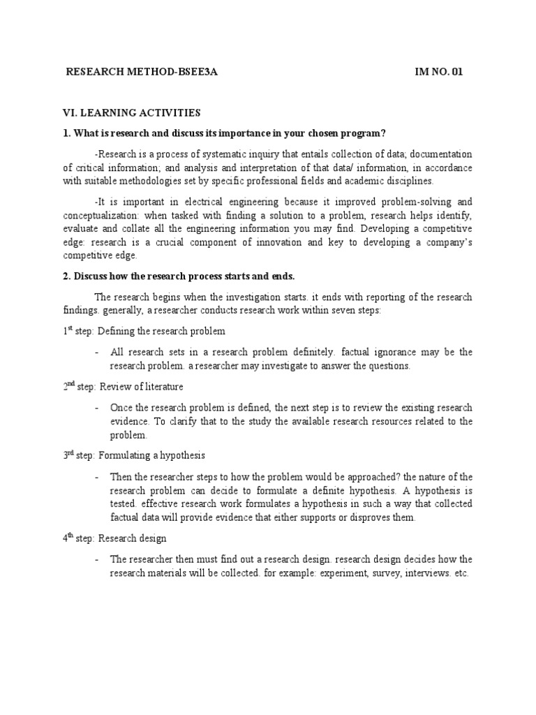 Im No. 01-Research Method L.A. and Ass. | PDF