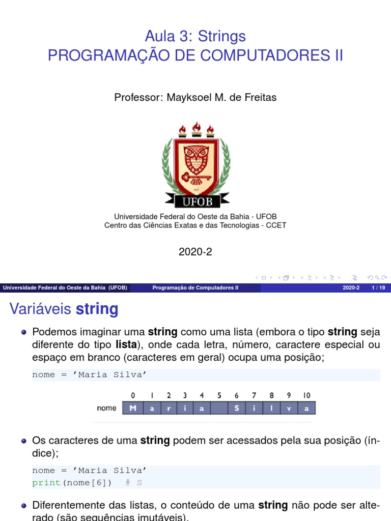 Aula 3 Strings | PDF | String (Ciência da Computação) | Ascii
