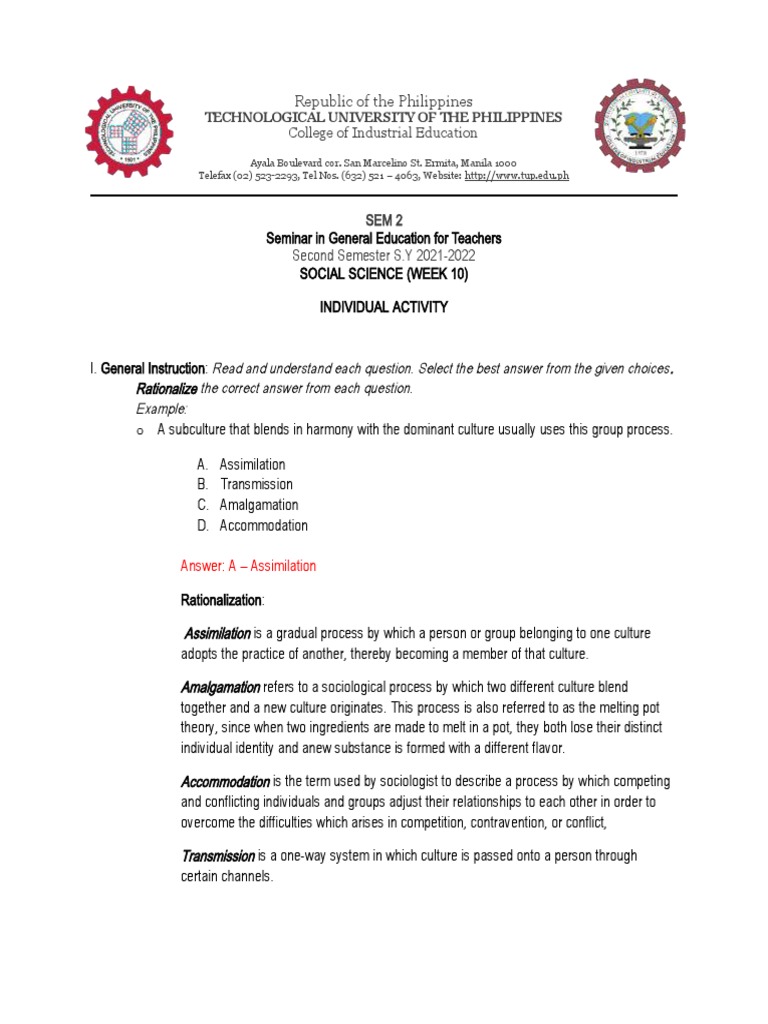 Social Science Test Ananlysis | PDF | President Of The Philippines ...