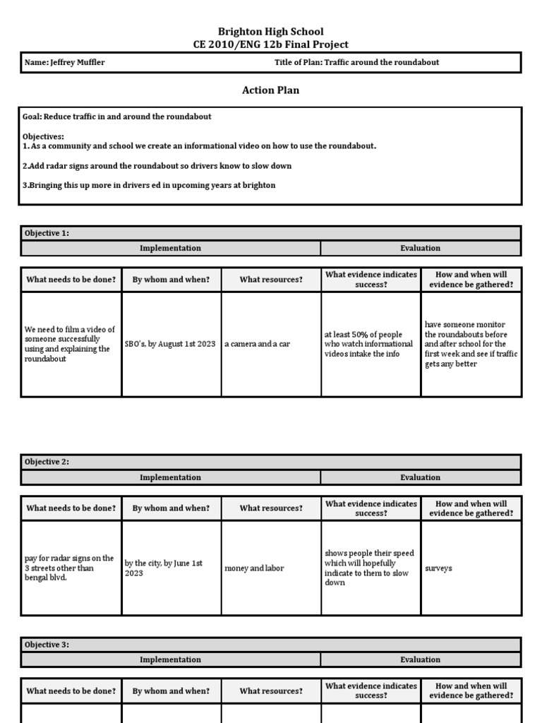 Action Plan Template Bhs 1 1 | PDF