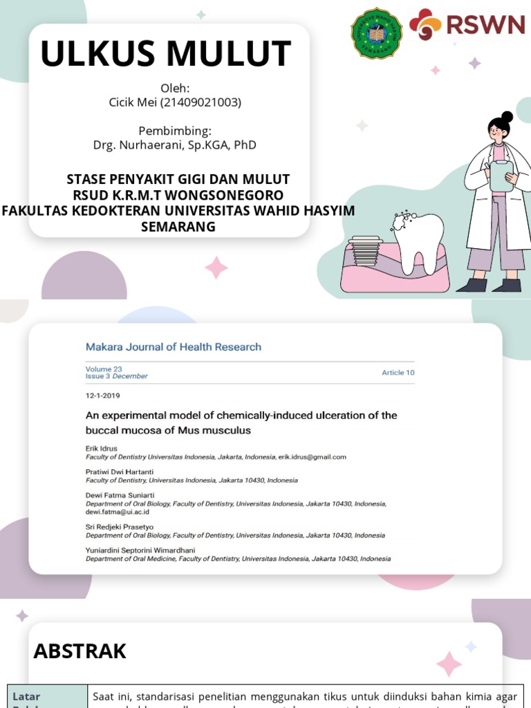 Ulkus Mulut: Oleh: Cicik Mei (21409021003) Pembimbing: Drg. Nurhaerani, SP - Kga, PHD | PDF ...