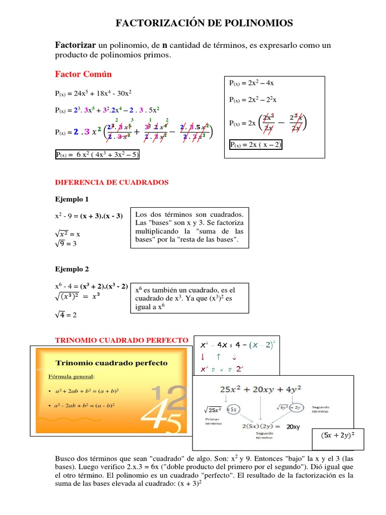Factorización de Polinomios 2 | PDF | Factorización | Álgebra abstracta