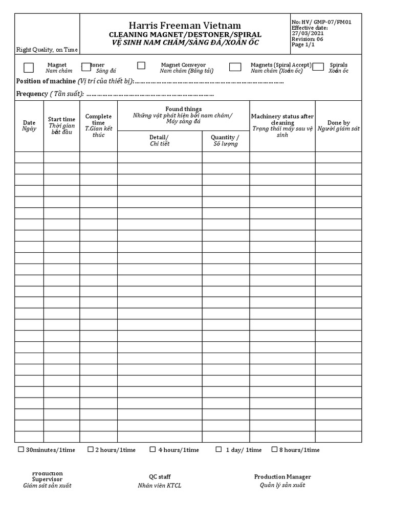Harris Freeman Vietnam: Vệ Sinh Nam Châm/Sàng Đá/Xoắn Ốc | PDF