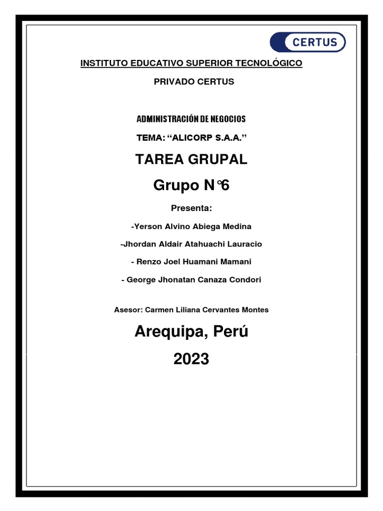 Tarea Grupal Alicorp | PDF | Business | Negocios económicos