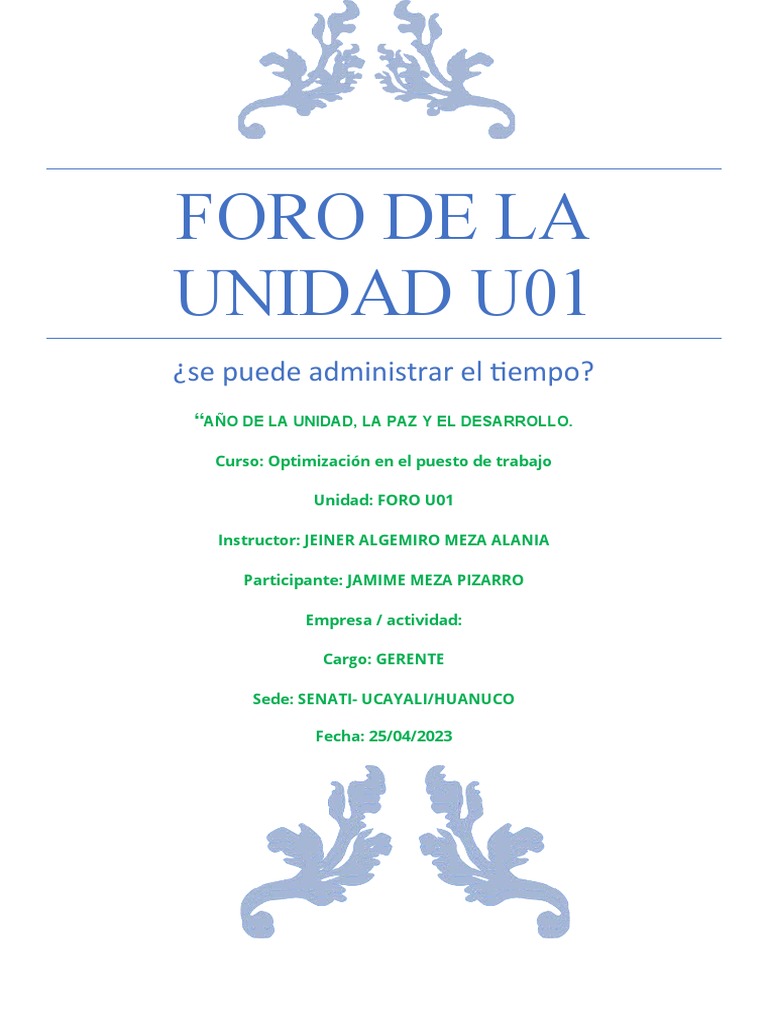 Foro de La Unidad U01 | PDF