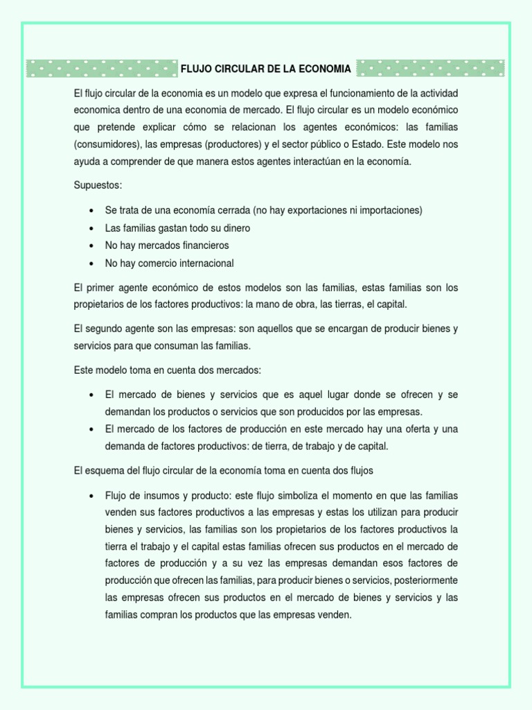 Diagrama del Flujo Circular de la Economía | PDF | Mercado (economía ...