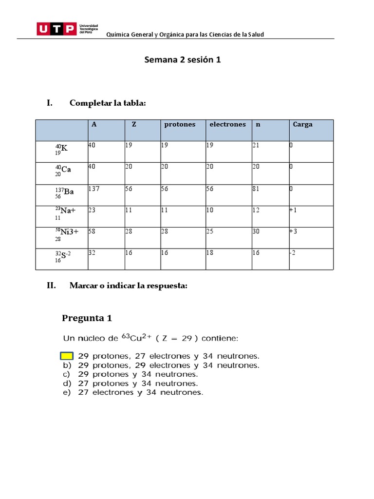 Tarea Calificada SEMANA 2 SESIÓN 1 QUÍMICA PARA CCSS | PDF