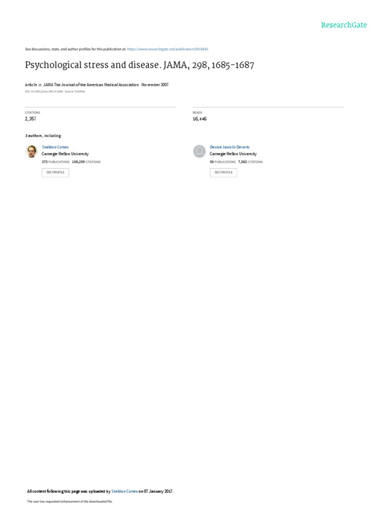 Psychological Stress and Disease | PDF