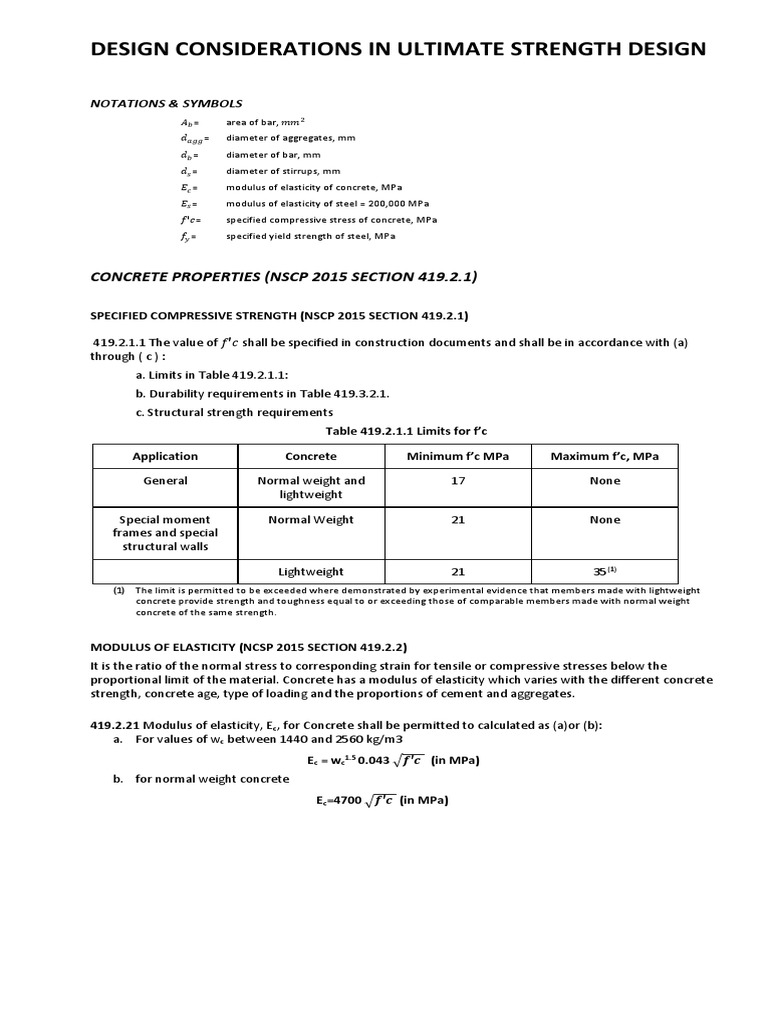 NSCP Provisions For Design of Main Reinforcements of Beams | PDF ...