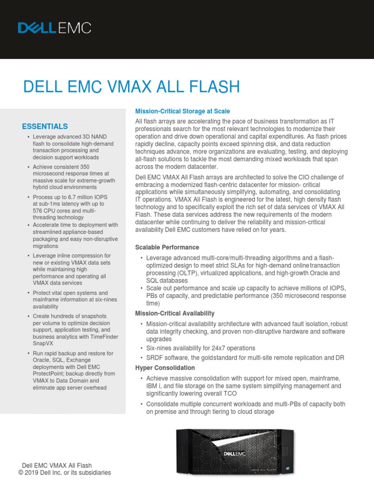 h14891 Vmax All Flash Data Sheet | PDF | Flash Memory | Multi Core ...