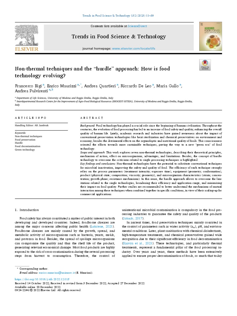 Trends in Food Science & Technology | PDF | Ozone | Photodissociation