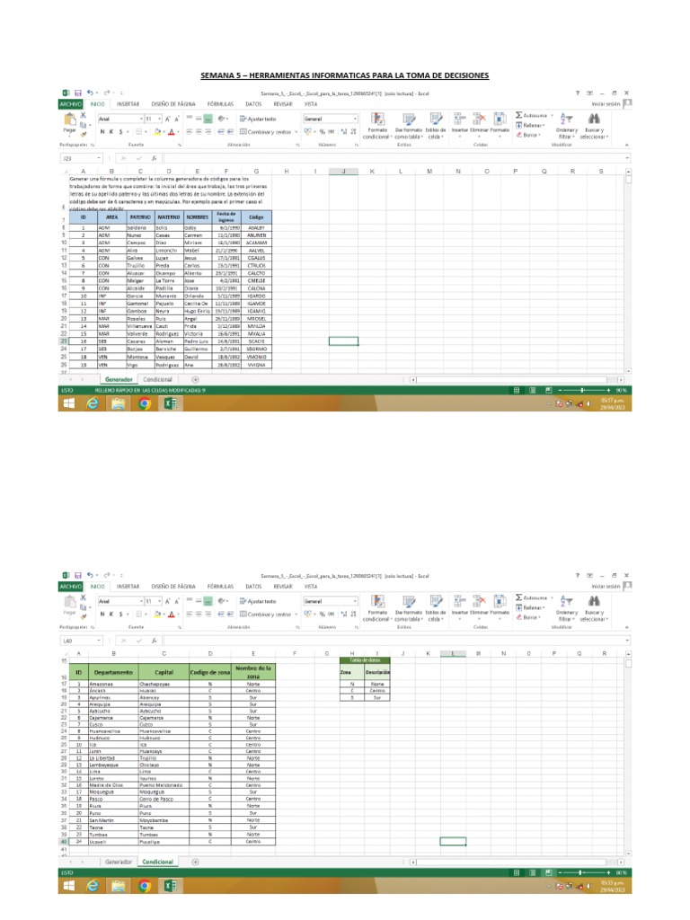 Excel Semana 5 - Herramientas Informaticas | PDF