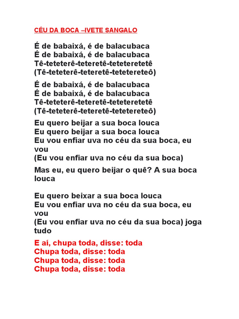 Letra da Música "Céu da Boca" | PDF | Estudos de Línguas Estrangeiras