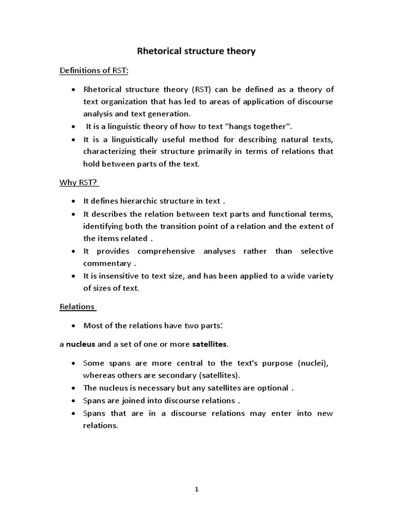 Rhetorical Structure Theory | PDF | Cognition | Cognitive Science