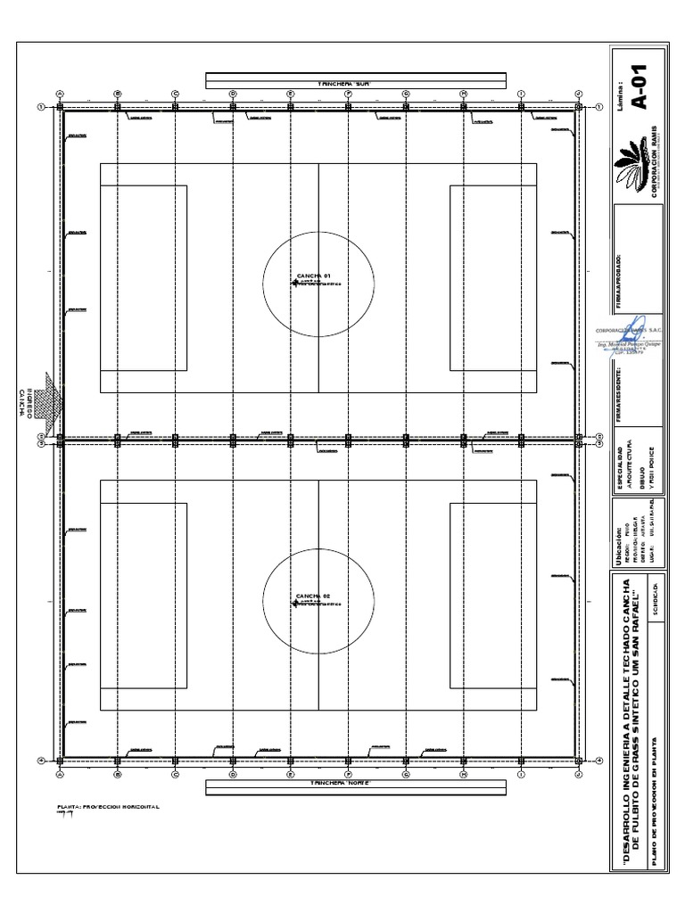 PLANOS DETALLE CANCHA DE GRASS - Firma | PDF