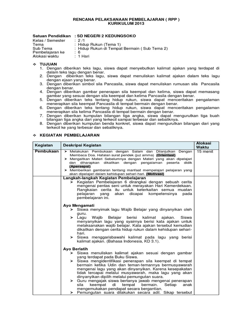 Rencana Pelaksanaan Pembelajaran (RPP) Kurikulum 2013: (Apersepsi ...