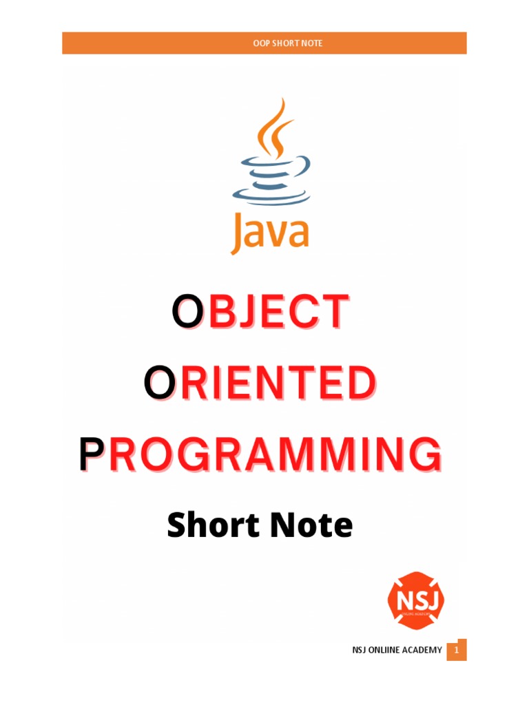 Oop Short Note: NSJ Onliine Academy | PDF | Java (Programming Language) | Java (Software Platform)