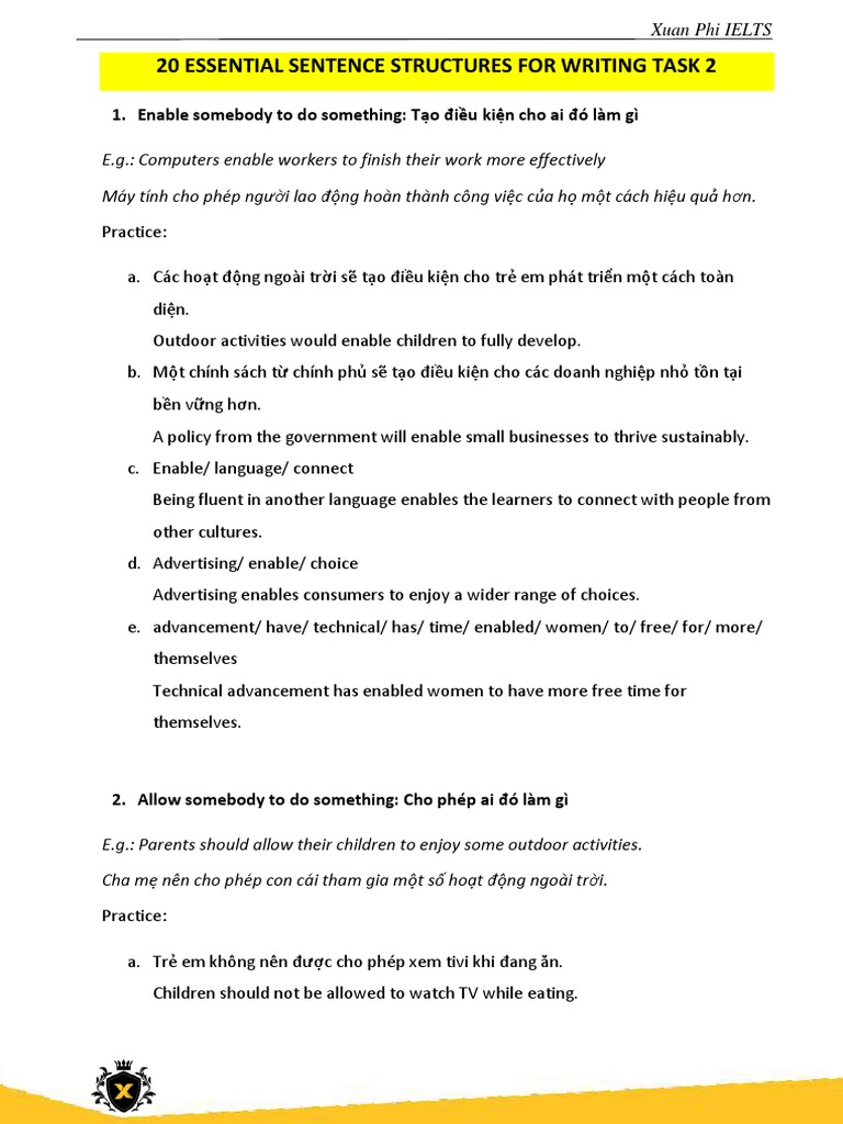 20 Essential Sentence Structures | PDF