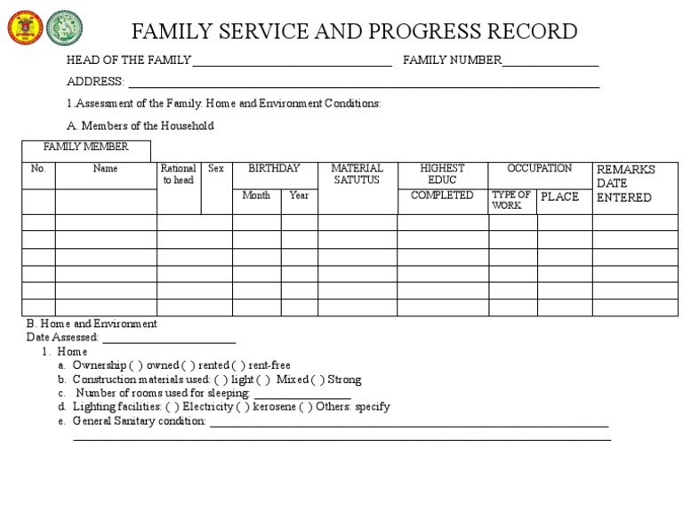 Family Service and Progress Record | PDF