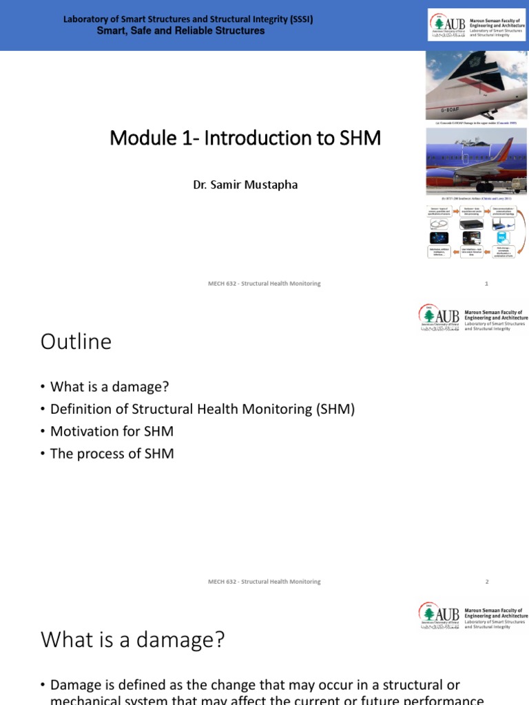 Module 1-Introduction To SHM: Dr. Samir Mustapha | PDF | Applied And ...